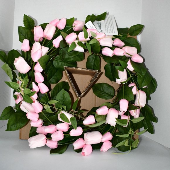 Grandinroad | Holiday | Grandin Road Our Flowering Tulip Wreath In Pink ...